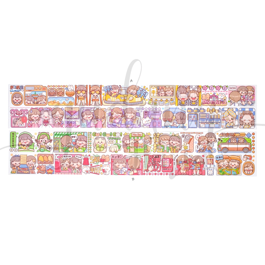 Jual Stiker Washi Lembaran Girls Day Out Sticker Motif Cewek Lucu DIY ...
