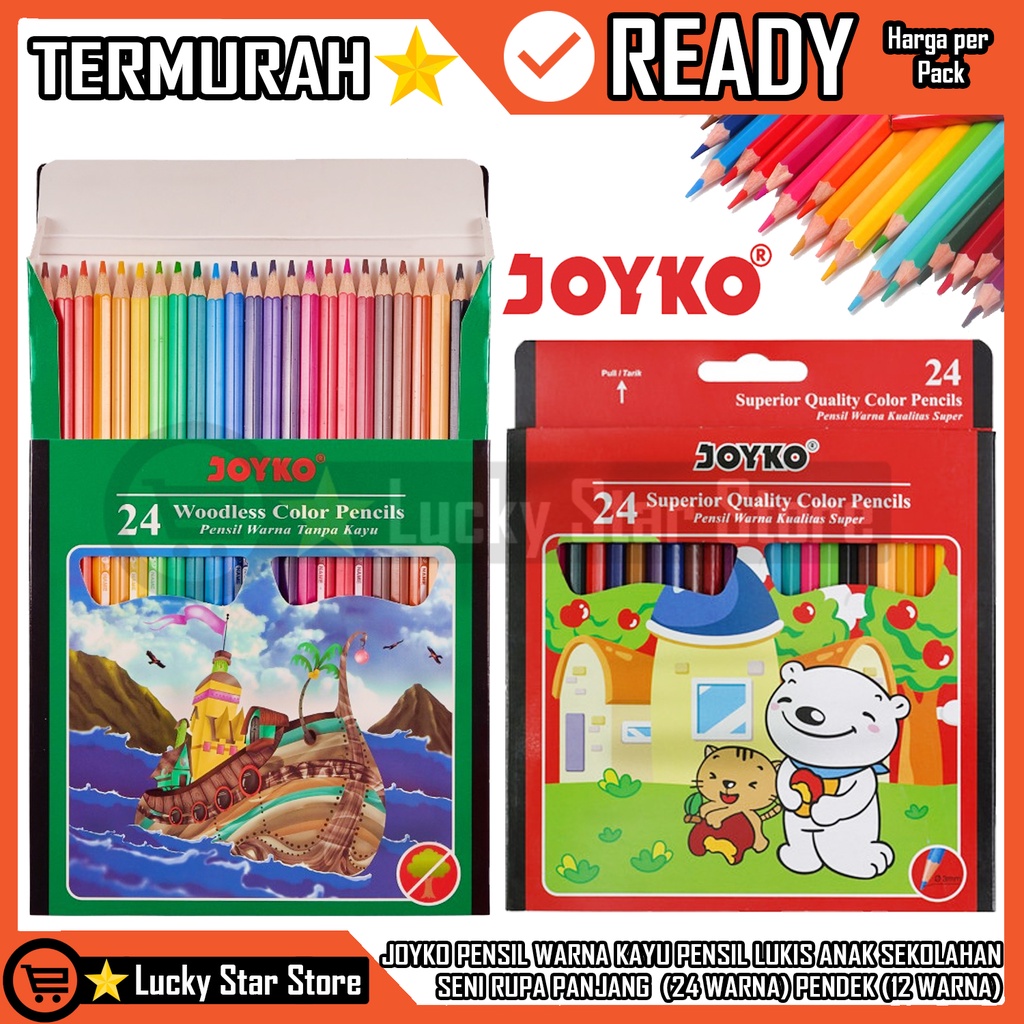 Jual CAT JOYKO PENSIL WARNA KELIR WOODLESS COLOR PENCILS CP-104 ISI ...