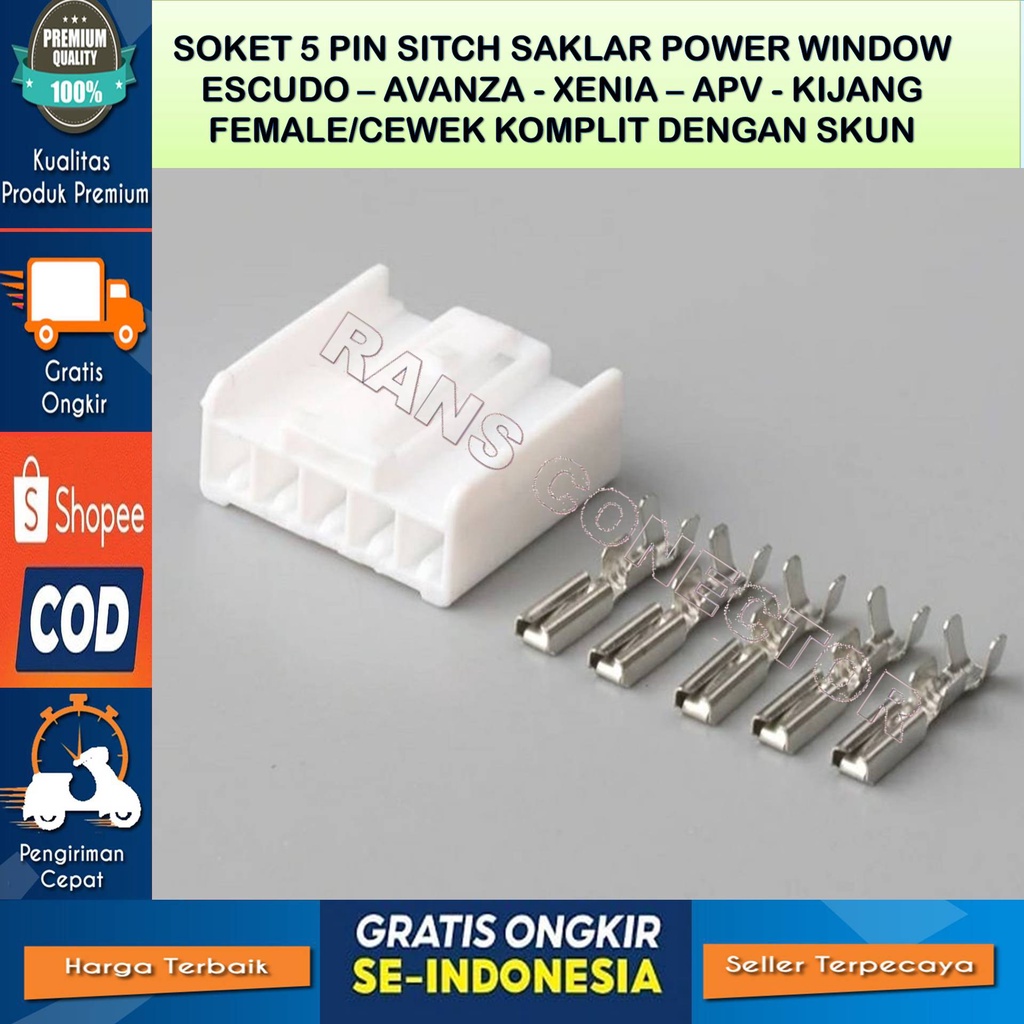 Jual SOKET SWIT SAKLAR POWER WINDOW SOKET 5 PIN POWER WINDOW - SOKET 5 ...