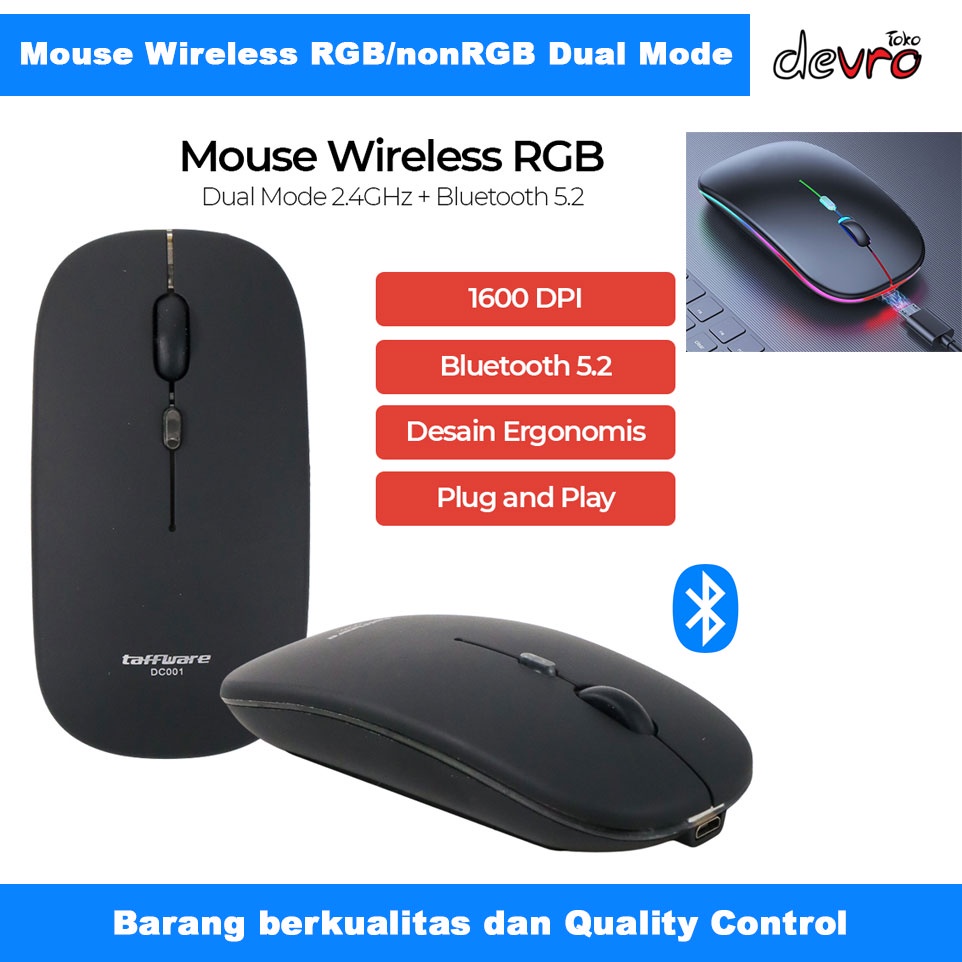 Jual Mouse Bluetooth 4.0 Rechargeable Silent klik - Mouse Wireless ...