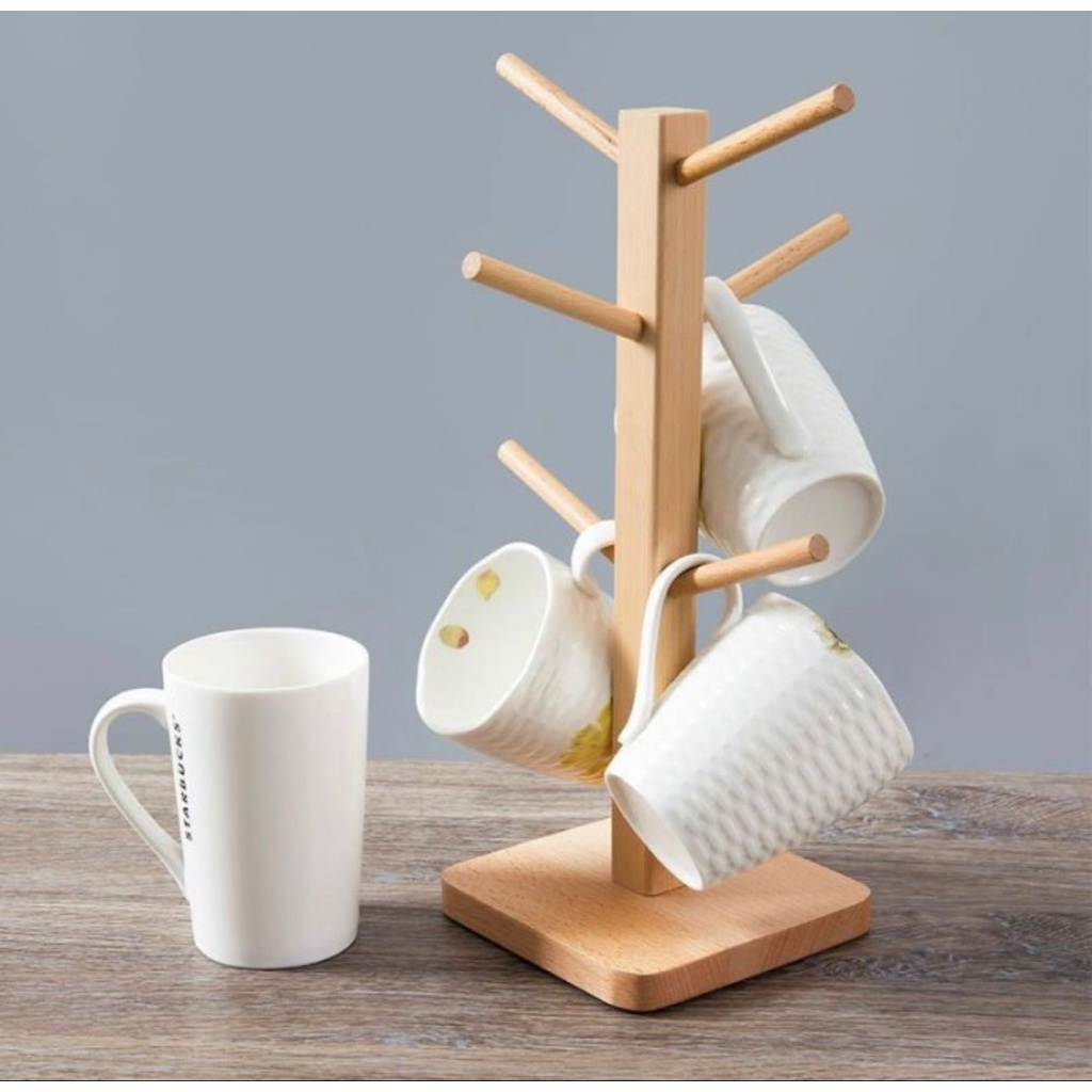 Jual Gantungan Cangkir Mug Holder Kayu Jati Rak Tempat Penyimpanan ...