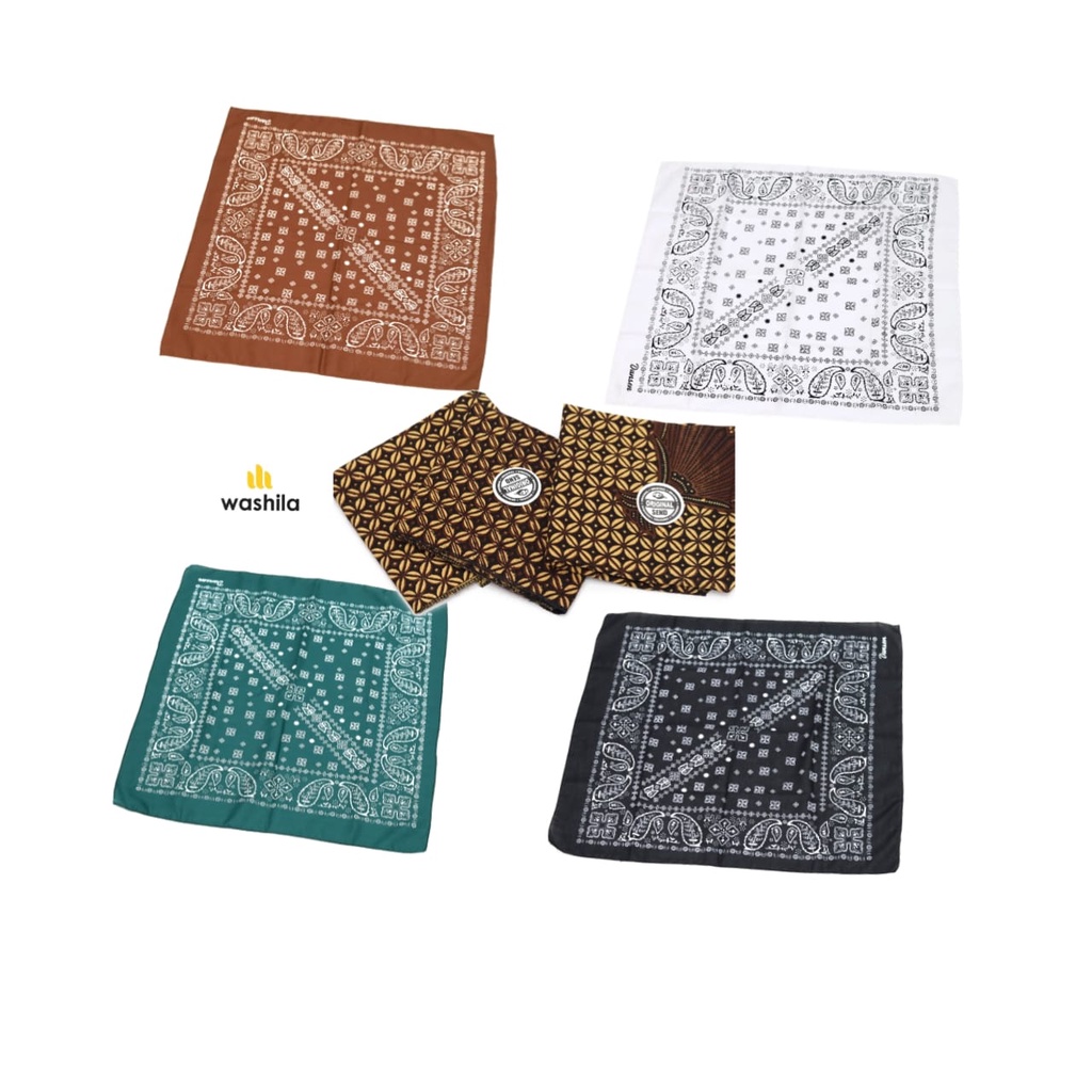 Jual Slayer SAPU TANGAN Ikat Kepala Segi Empat Motif Batik Putih, Hitam ...