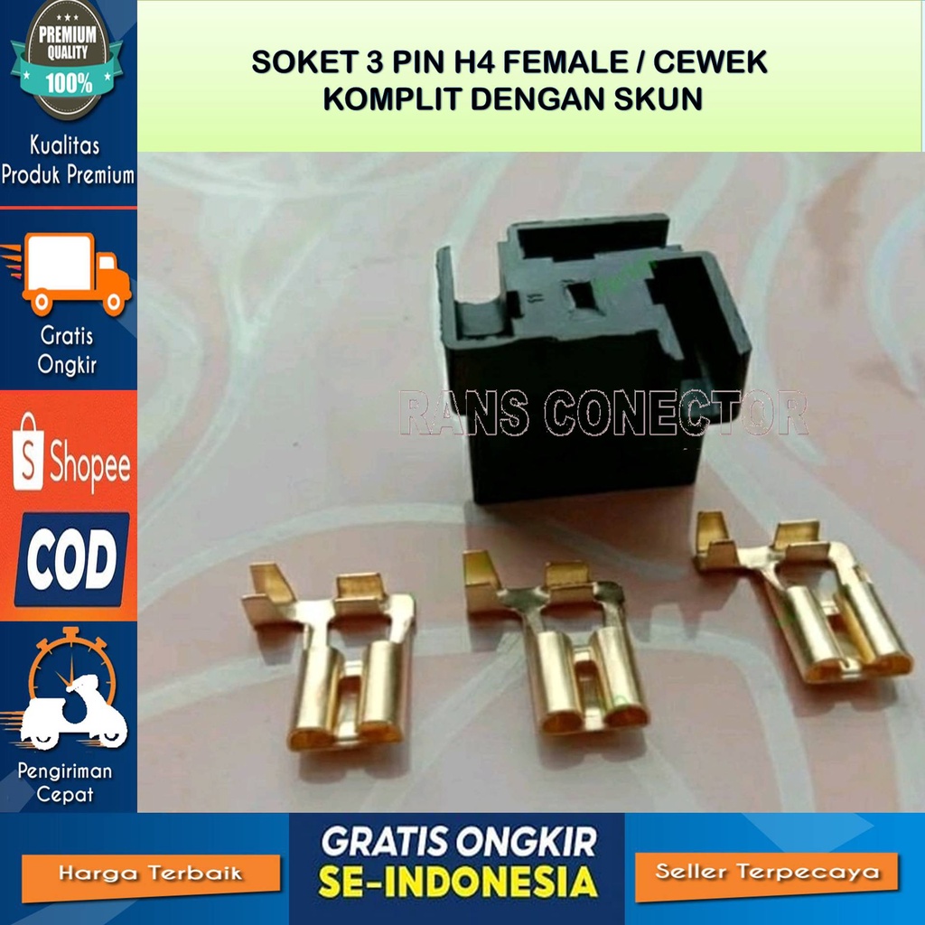 Jual SOKET SOCKET KONEKTOR CONNECTOR LAMPU H4 MALE SEAL BEAM UNTUK ...