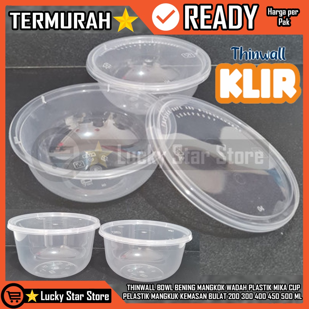 Jual THINWALL CUP BOWL PLASTIK 200ML 300ML 400ML 450ML 500ML FOOD GRADE 200 300 400 450 500 ML ...