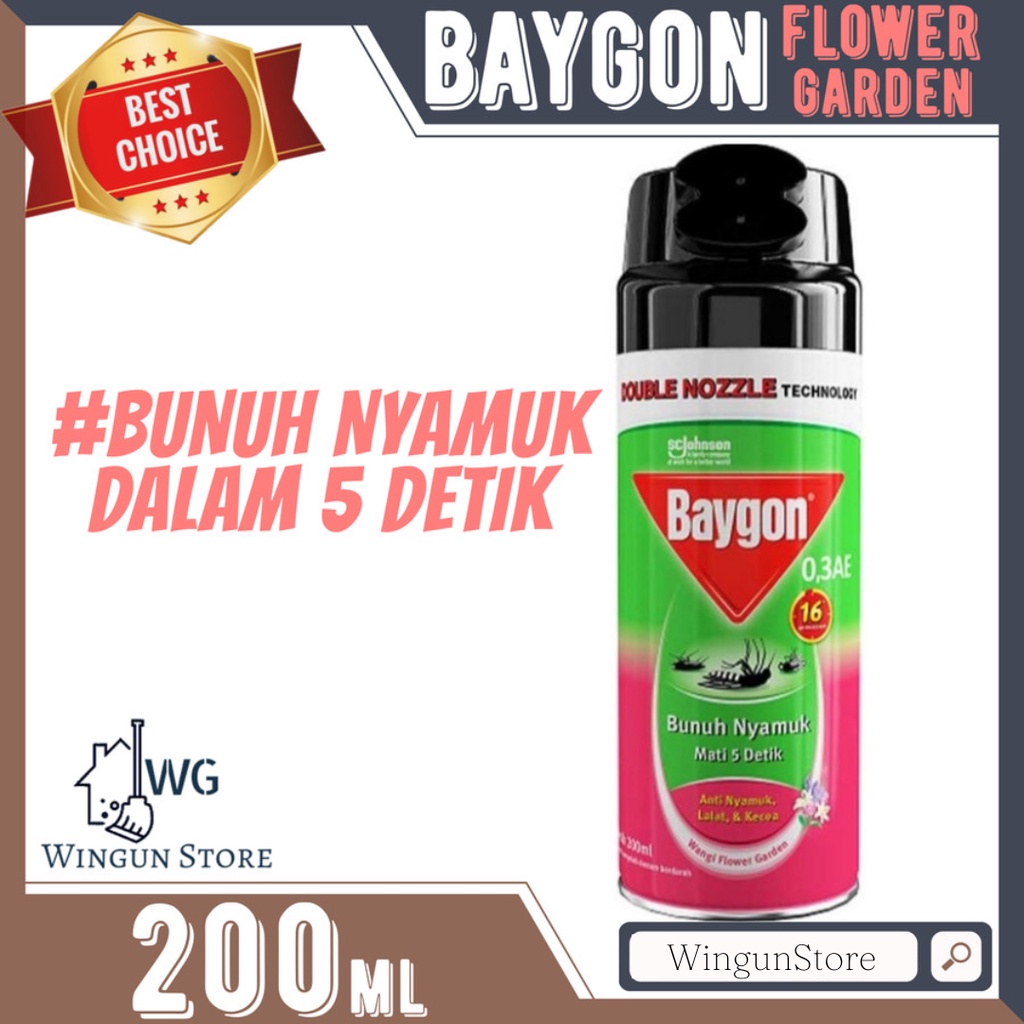Jual BAYGON AEROSOL Flower Garden 200ml KECIL obat nyamuk semprot 200 ...