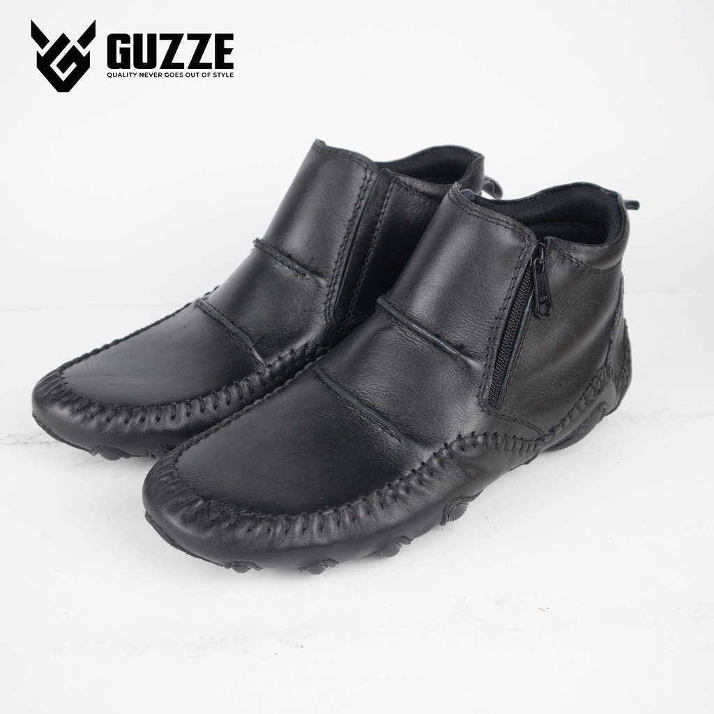 Jual Sepatu Boot Pria Kulit Asli Zipper Formal Casual Original - Guzze ...