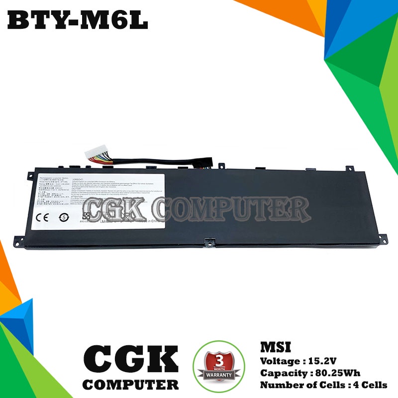 Jual Baterai Laptop MSI GS65 STEALTH THIN 8RF P65 CREATOR P75 CREATOR 9 ...