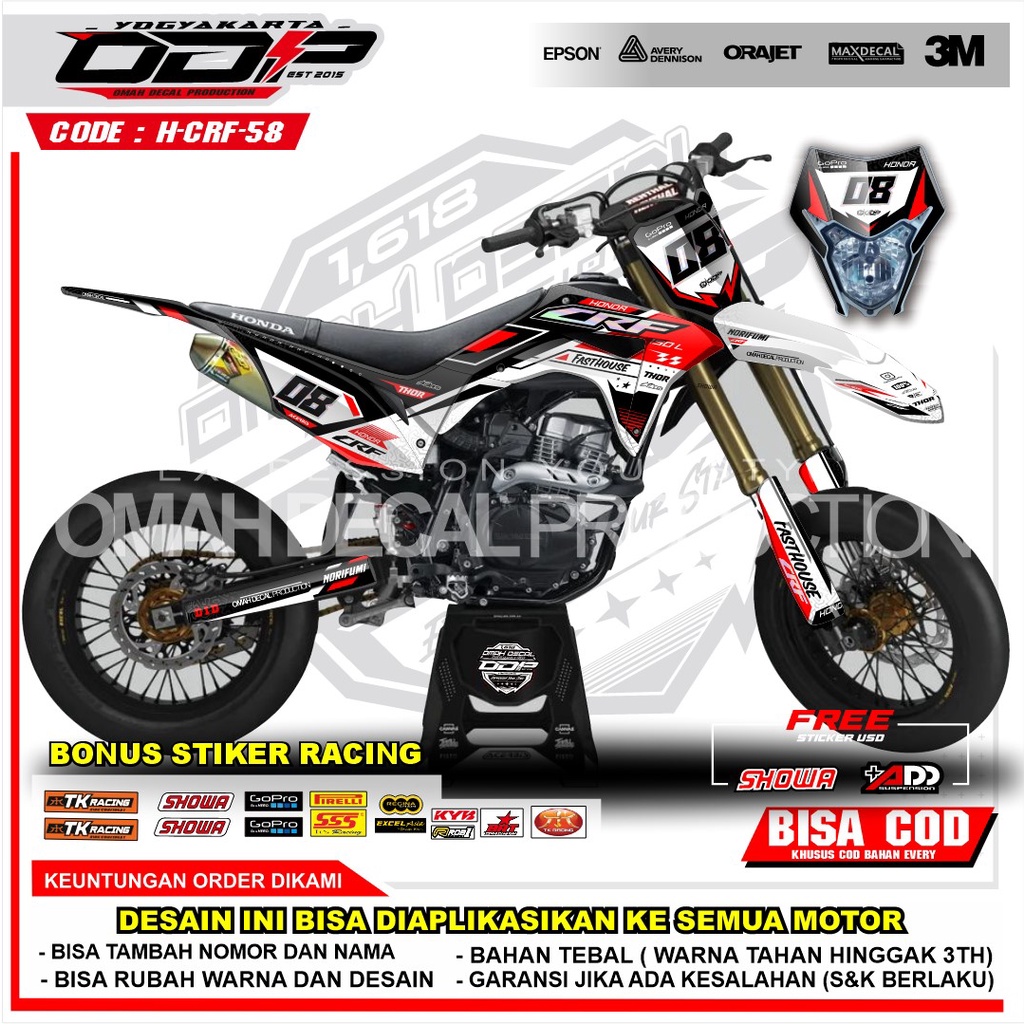 Jual DECAL CRF150L SUPERGLOSY FULL BODY MOTIF TERBARU DECAL CRF 150 L ...