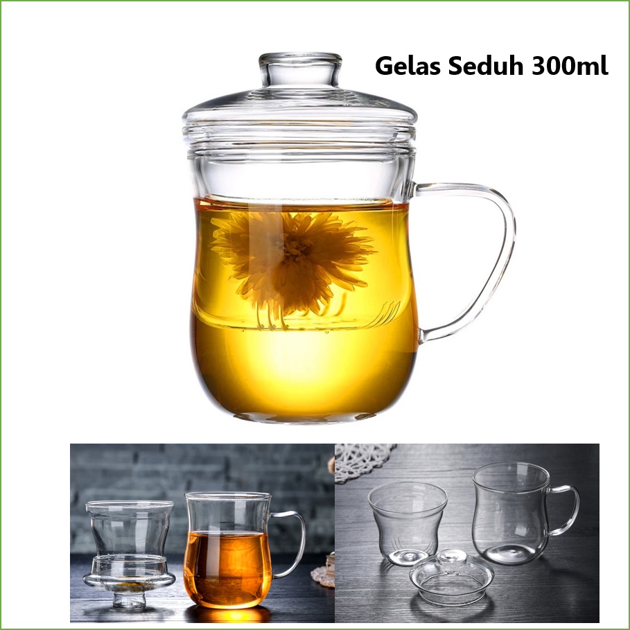 Jual [Packing Aman] Gelas Saringan Rempah Glass Infuser Teapot Glass ...