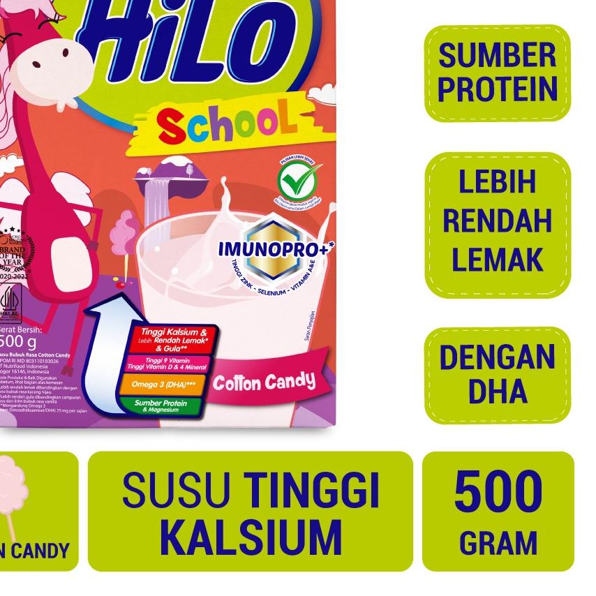 Jual HiLo School Cotton Candy 500g - Susu Tinggi Kalsium Lebih Rendah ...
