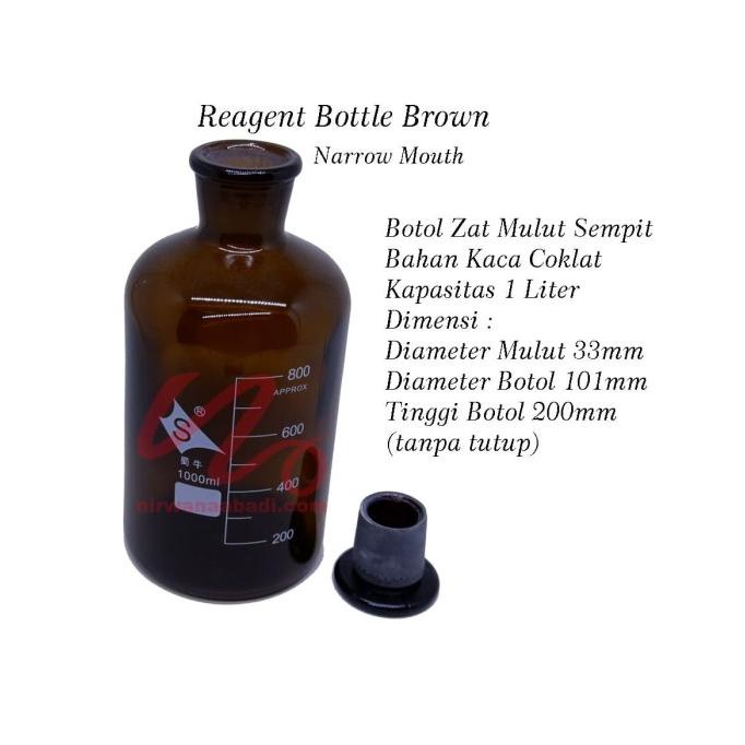 Jual CHN. Reagen Botol 1L BROWN Narrow Mouth | Reagent Bottle Coklat ...