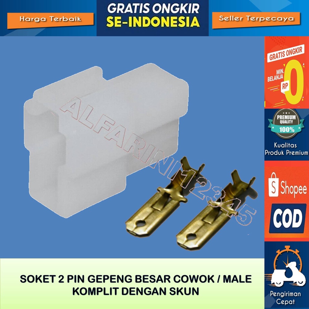 Jual Soket Kabel 2 Pin Besar Cowok Male Komplit Dengan Skun Bahan Nylon ...