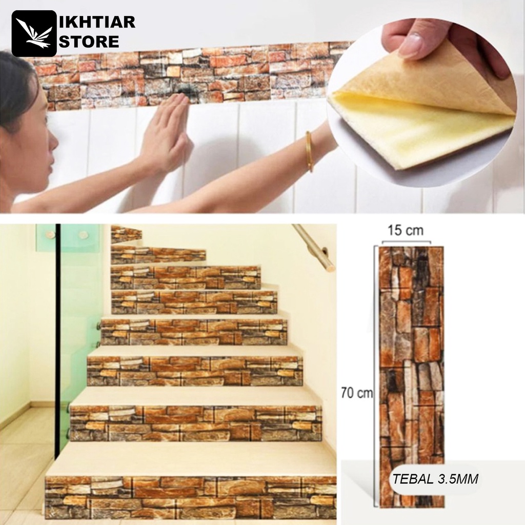 Jual Wallpaper Stiker Dinding Border List Foam Motif Corak Batu Alam ...