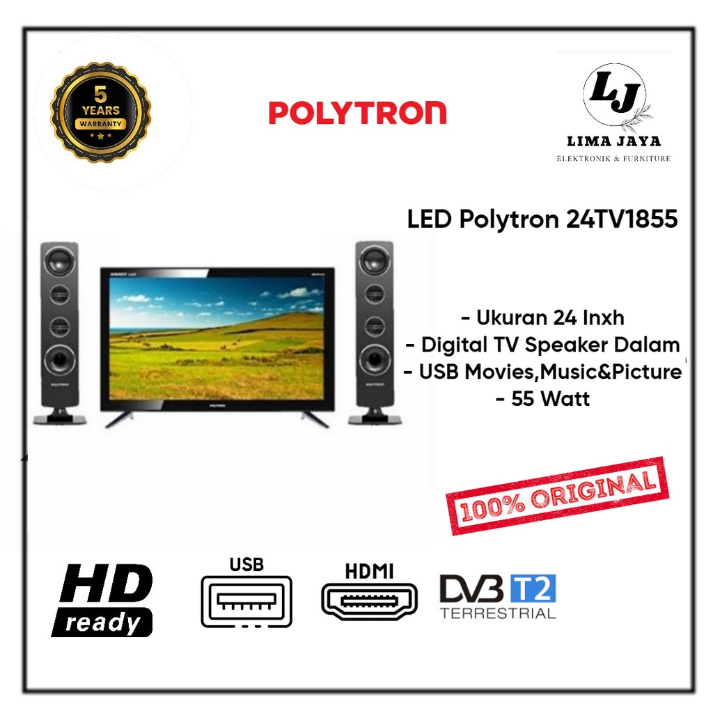 Jual POLYTRON LED TV 24TV1855 Digital TV LED 24 Inch | Shopee Indonesia