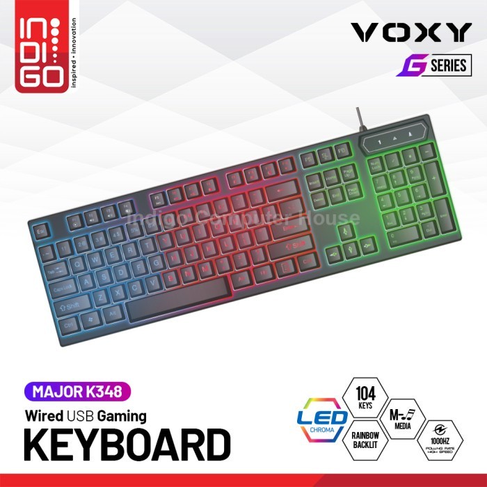 Jual VOXY KEYBOARD GAMING MAJOR K348 LED RGB |KEYBOARD USB VOXY K348 | Shopee Indonesia