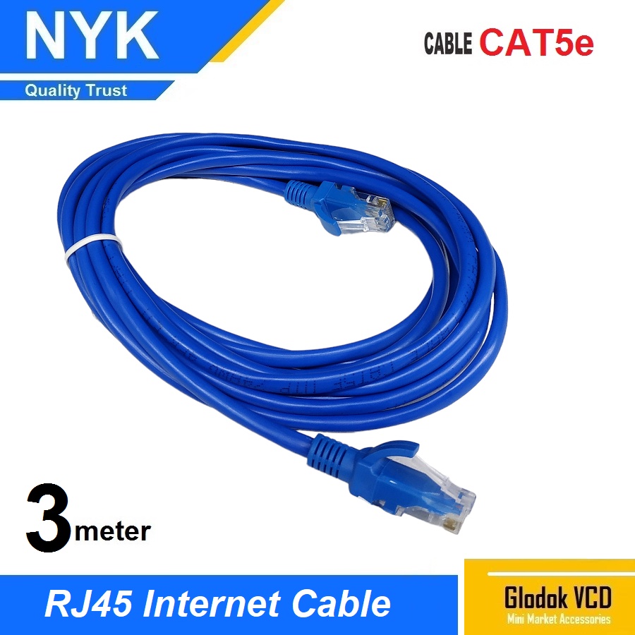 Jual NYK Kabel LAN RJ45 UTP Cat5 3M Ethernet Internet Cable Cat5 | Shopee Indonesia