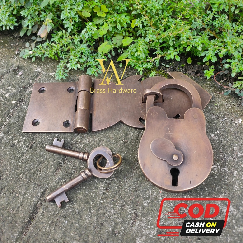 Jual Gembok Engsel Kunci Pintu Kuningan Antik Motif Panah | Shopee ...