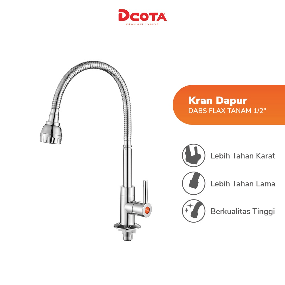 Jual Dcota Kran Dapur Cuci Piring Angsa Fleksibel DABS FLEX Tanam 1/2" | Shopee Indonesia