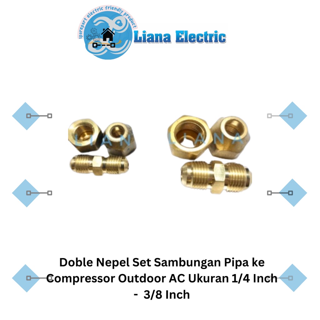 Jual Sambungan Double Nepel Pipa AC ke Compressor Outdoor Ukuran 1/4 Inch - 3/8 Inch Tembaga ...