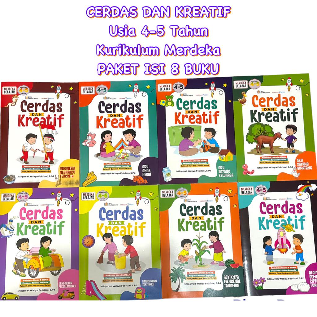 Jual Paket Buku PAUD TK Cerdas Kreatif Usia 4-5 Tahun Kurikulum Merdeka Isi 8 Buku - SB | Shopee ...