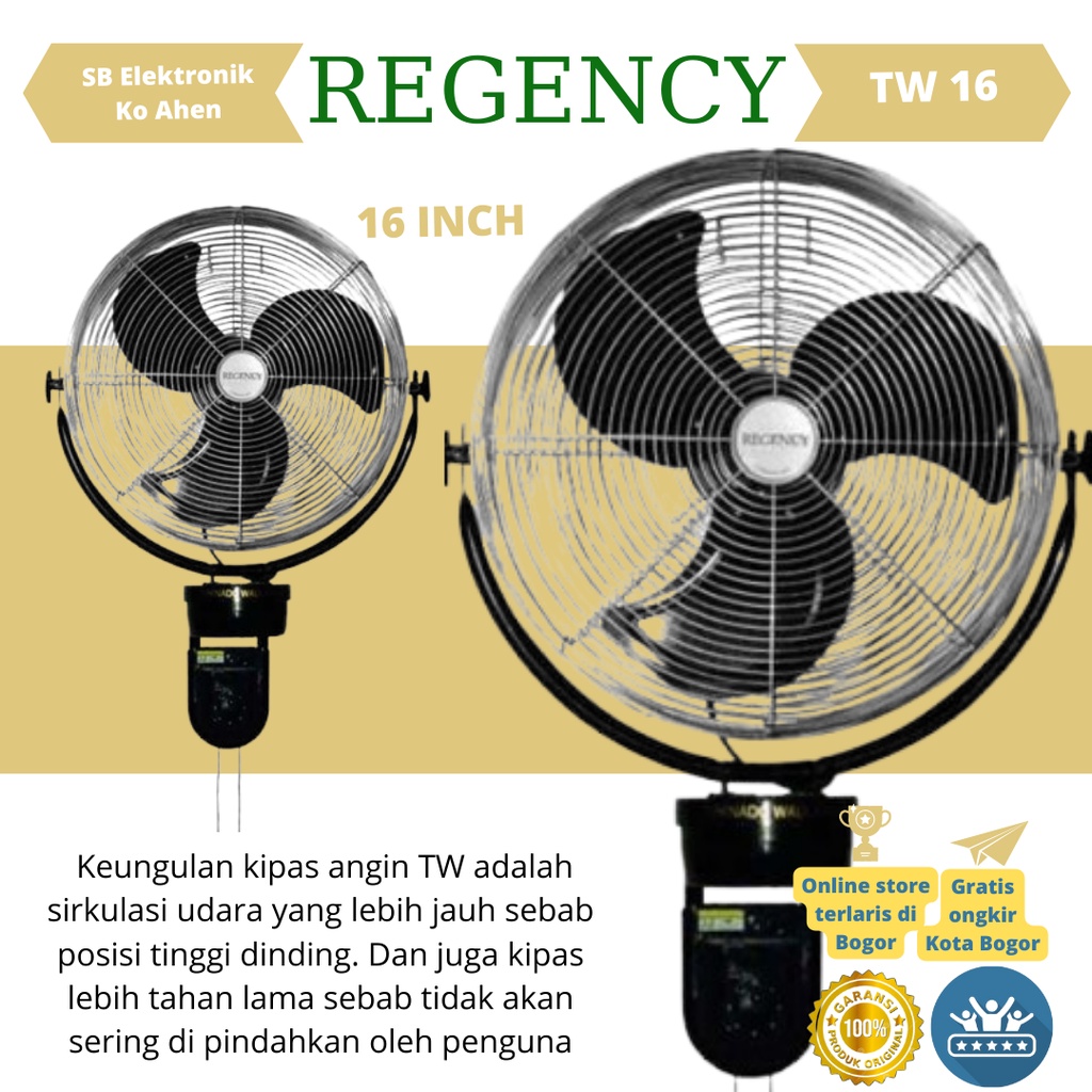 Jual kipas angin tonado 16 inchi / kipas angin dinding regency ztw16 ...
