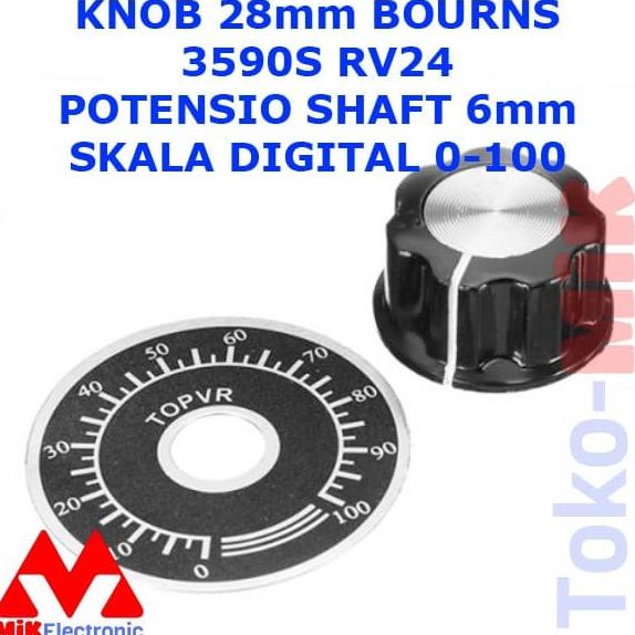 Jual KNOB 28mm BOURNS 3590S RV24 POTENSIO SHAFT 6mm SKALA DIGITAL 0-100 ...