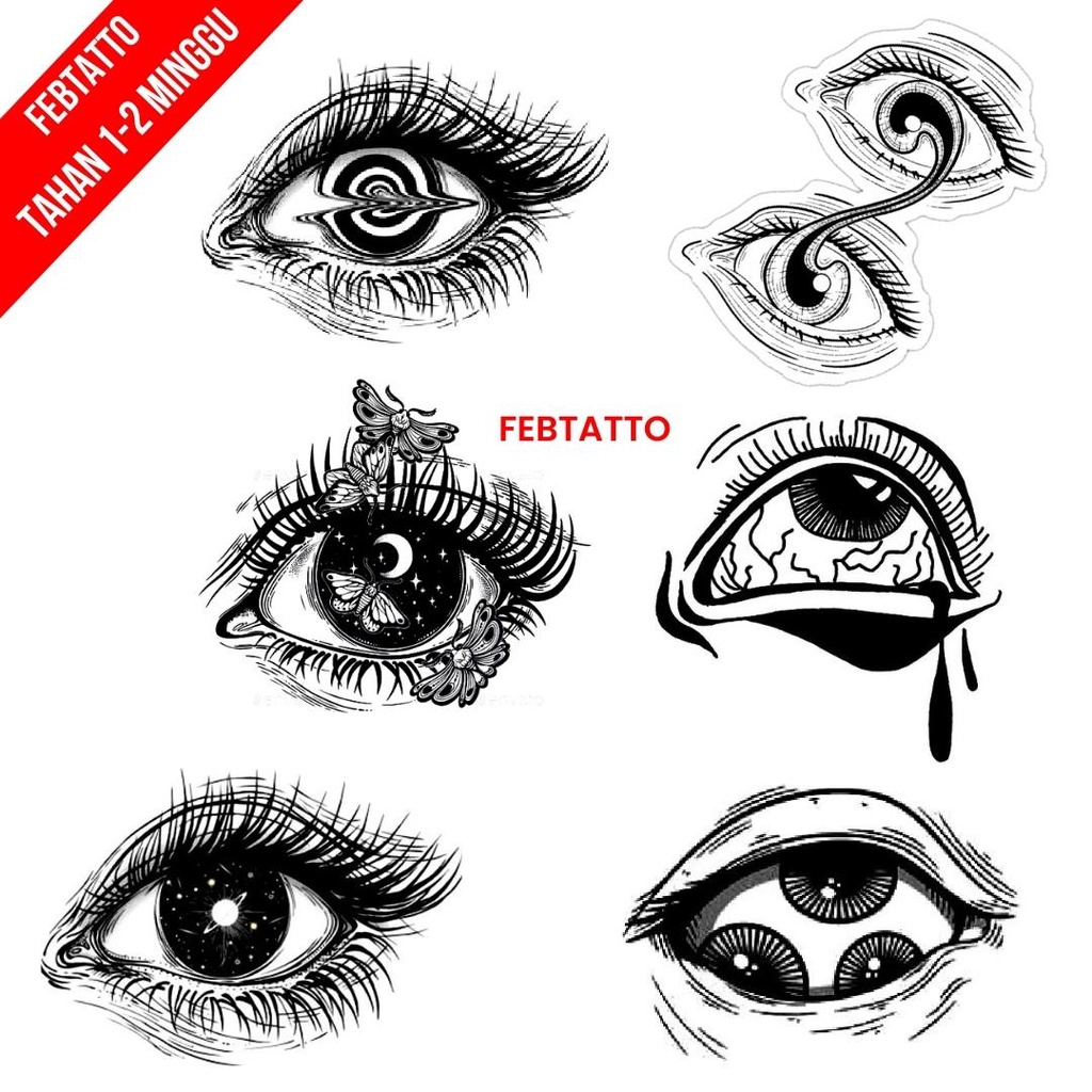 Jual Tato Basic Tahan 5-7 Hari Tato Temporer Mata Tato kecil Stiker ...