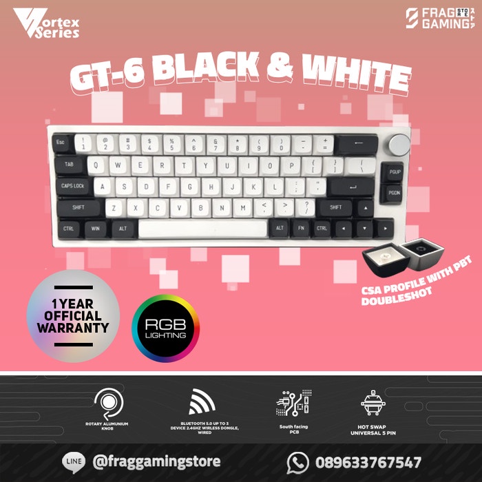 Jual Best Seller Vortex Gt6 Series Gt-6 Black & White Wireless ...