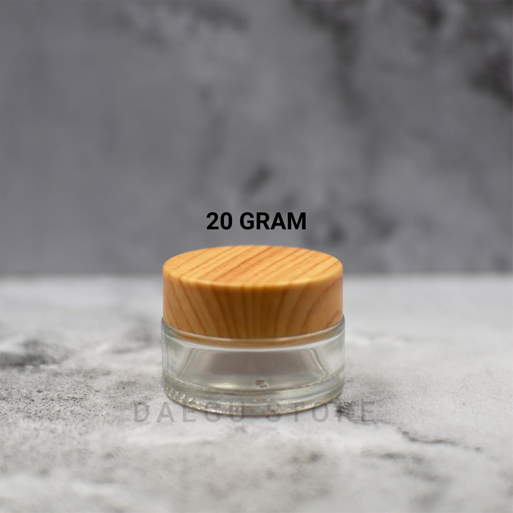 Jual Botol Jar Pot Cream Kaca Bening Tutup PVC Motif Kayu 10gr 15gr ...