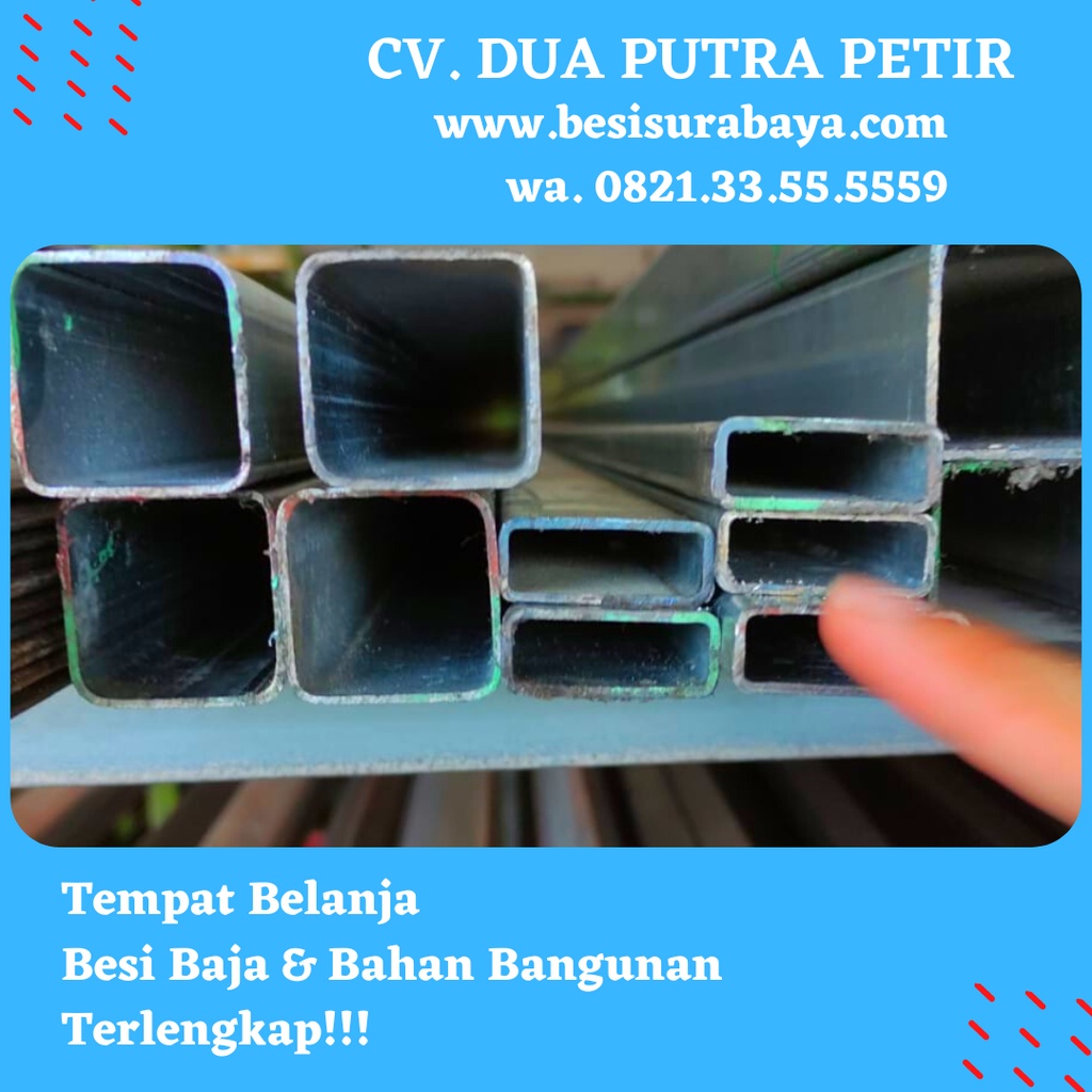 Jual Pipa Besi Pipa Kotak Pipa Holo Pipa Hollow Galvanis 34x34 Tebal 0 ...