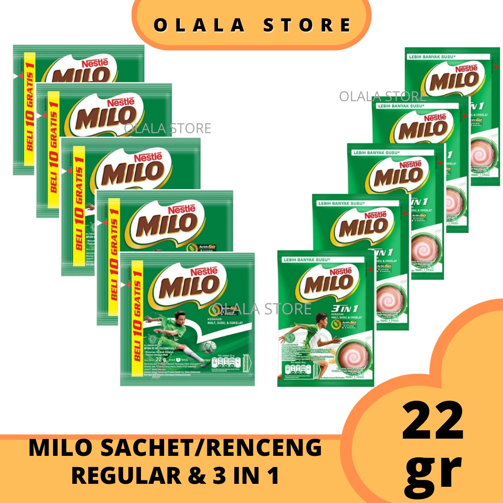 Jual Susu Bubuk MILO Activ-Go Sachet 22gr ( 11 Sachet ) / milo 3 in 1 ...
