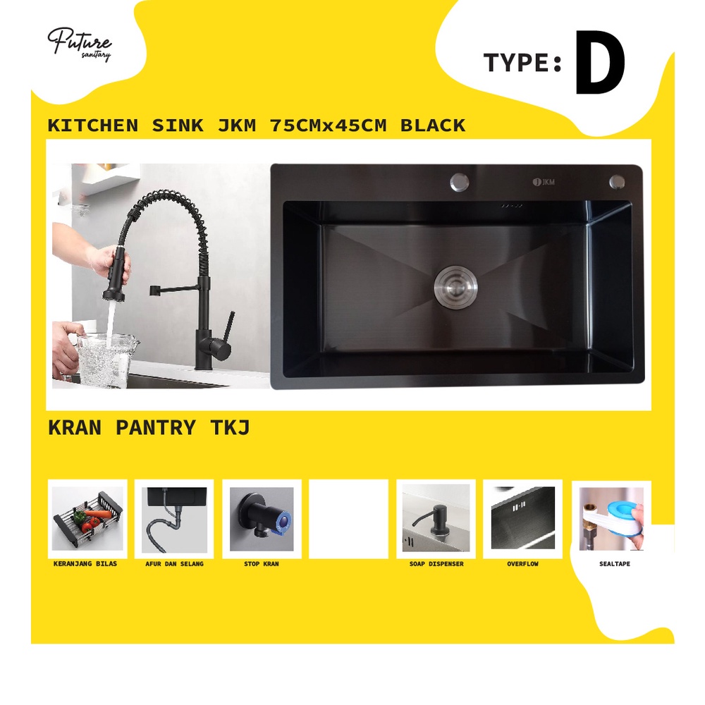 Jual Kitchen Sink 7545 Full Stainless Steel 304 / Bak Cuci Piring 1 ...