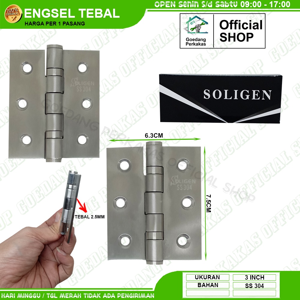 Jual Engsel Tebal Stainless Steel 304 Soligen 3 Inch Pintu Jendela ...