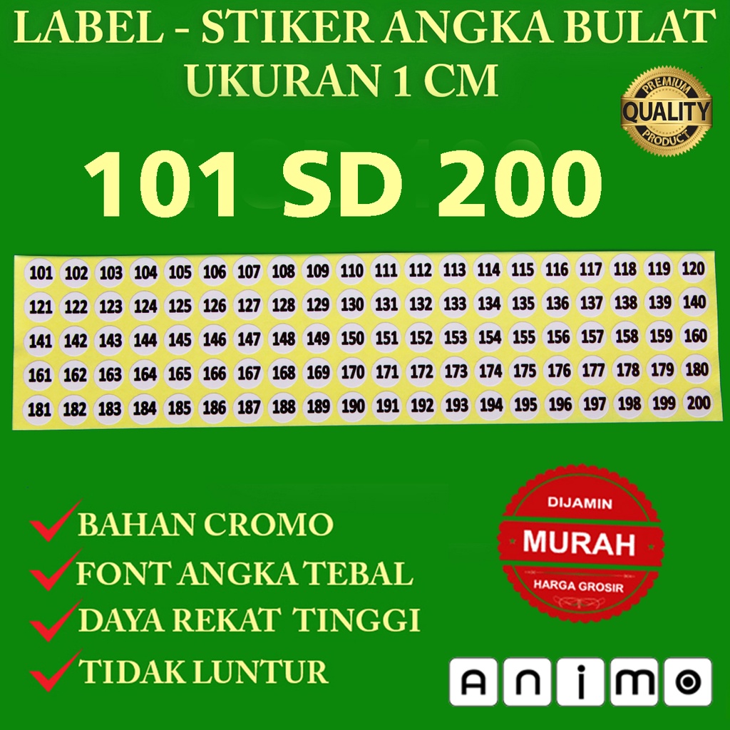 Jual LABEL - STIKER ANGKA BULAT 1 CM - ROUND NUMBER STICKERS 1 CM ...