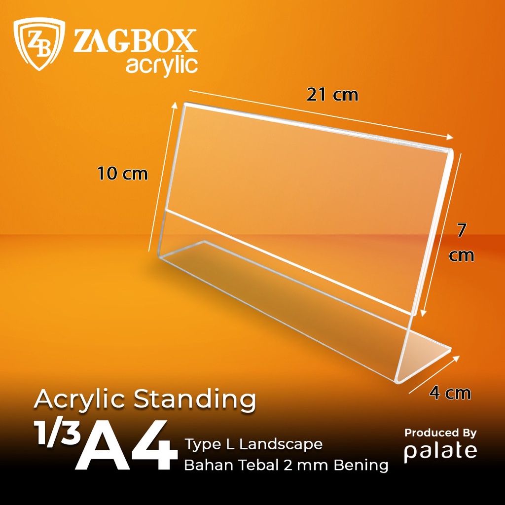 Jual Acrylic Brosur Tent Holder 1/3 A4 L / Akrilik QR CODE 1/3 A4 L ...