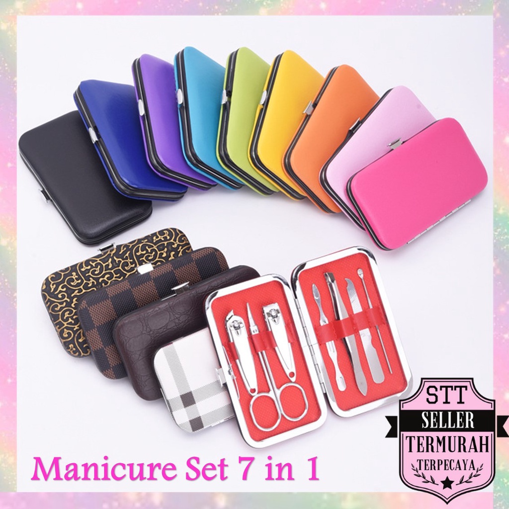 Jual STT Manicure Set 7 in 1 Gunting Kuku Nail Art Set Dompet Menicure ...
