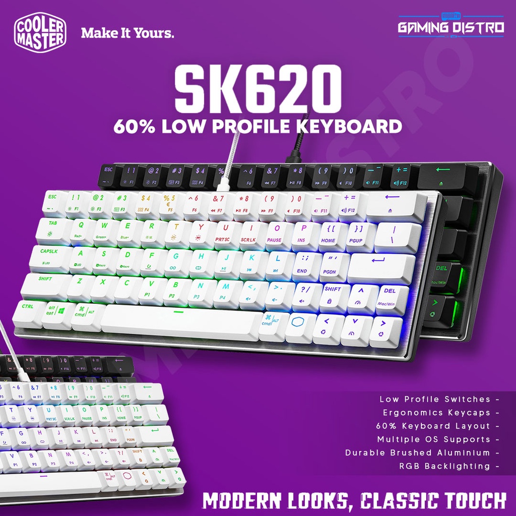 Jual Keyboard Mechanical Cooler Master SK620 RGB 60% Low-Profile ...