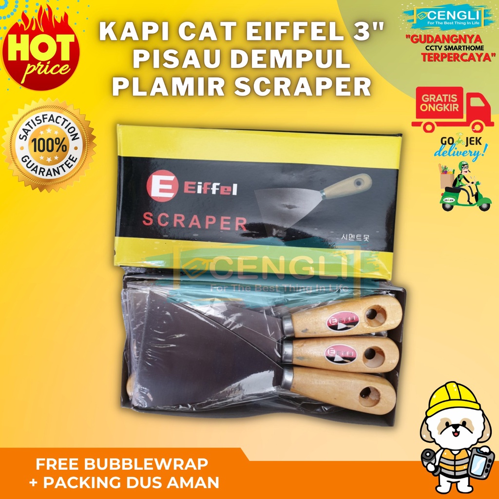 Jual Kapi Cat EIFFEL Dempul Plamir Scrapper Gagang Kayu 3 INCH | Shopee ...