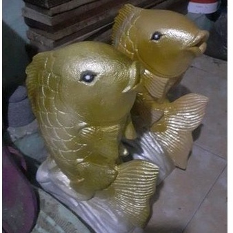 Jual PATUNG IKAN KOI 1 SET 42CM BAHAN BATU ALAM ASLI | Shopee Indonesia