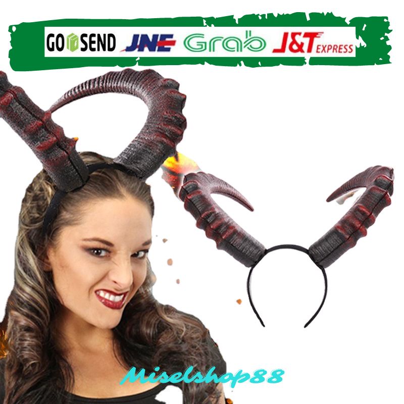Jual tanduk merah hitam devil kambing goat horn properti | Shopee Indonesia