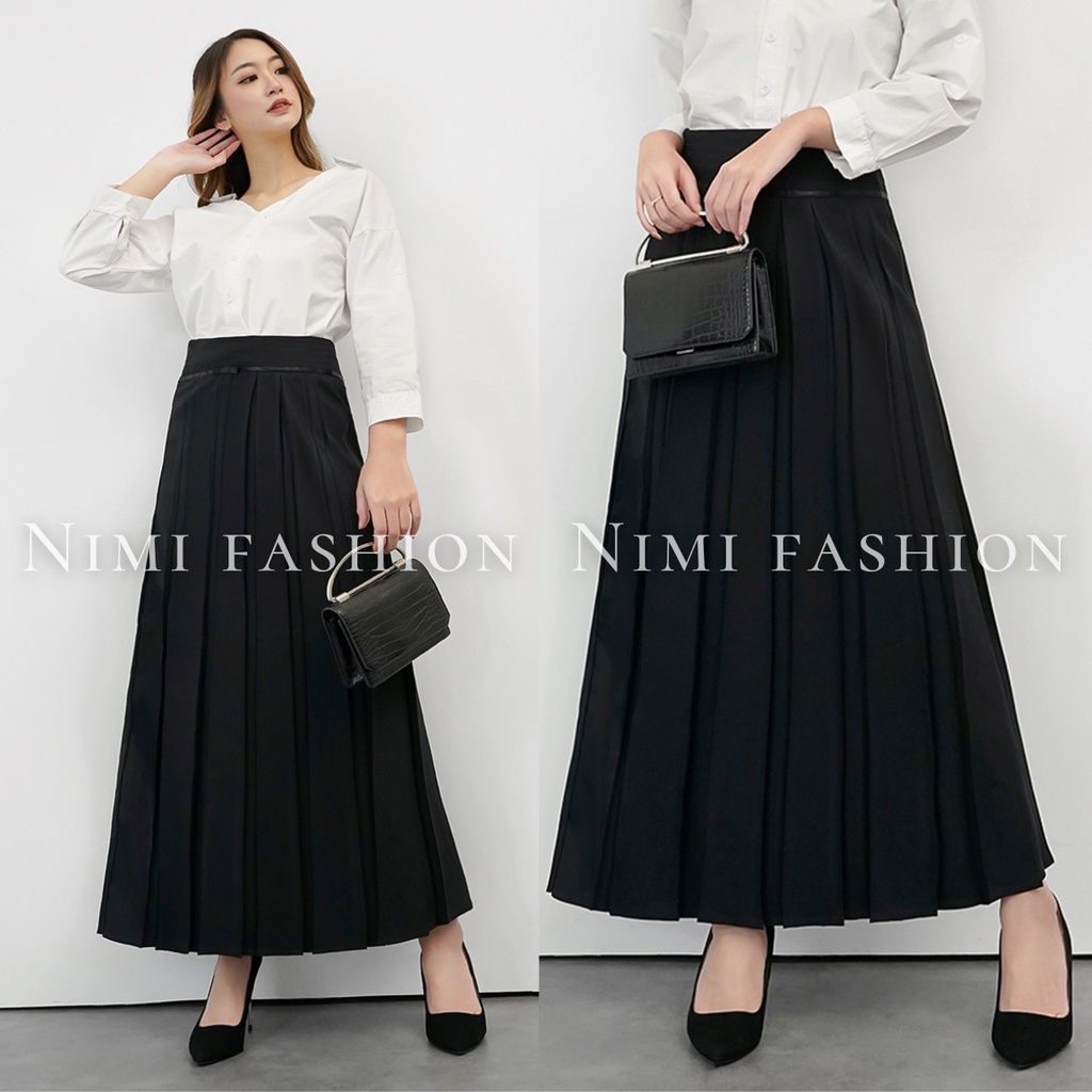 Jual NIMI - Rok Kerja Plisket Wanita Rok Kantor Panjang Wanita Formal Rempel | Shopee Indonesia