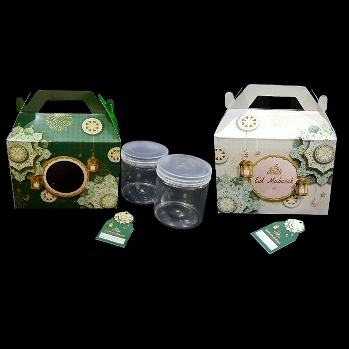 Jual ( 5 pcs ) Box Toples Tabung 600ml isi 2 Eid Mubarak Kardus Jinjing ...