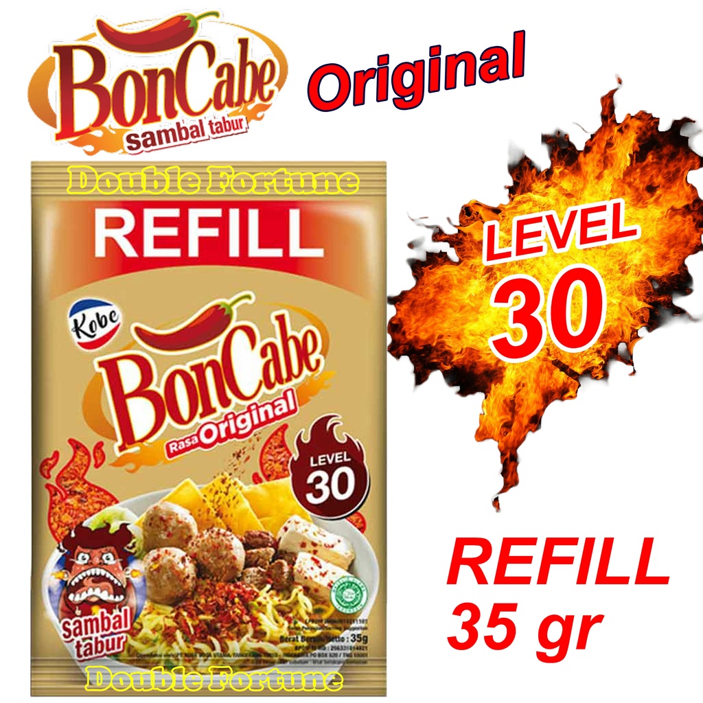 Jual BON CABE LEVEL 15 - 30 ORIGINAL REFILL SACHET 35gr/40gr KOBE CABAI ...