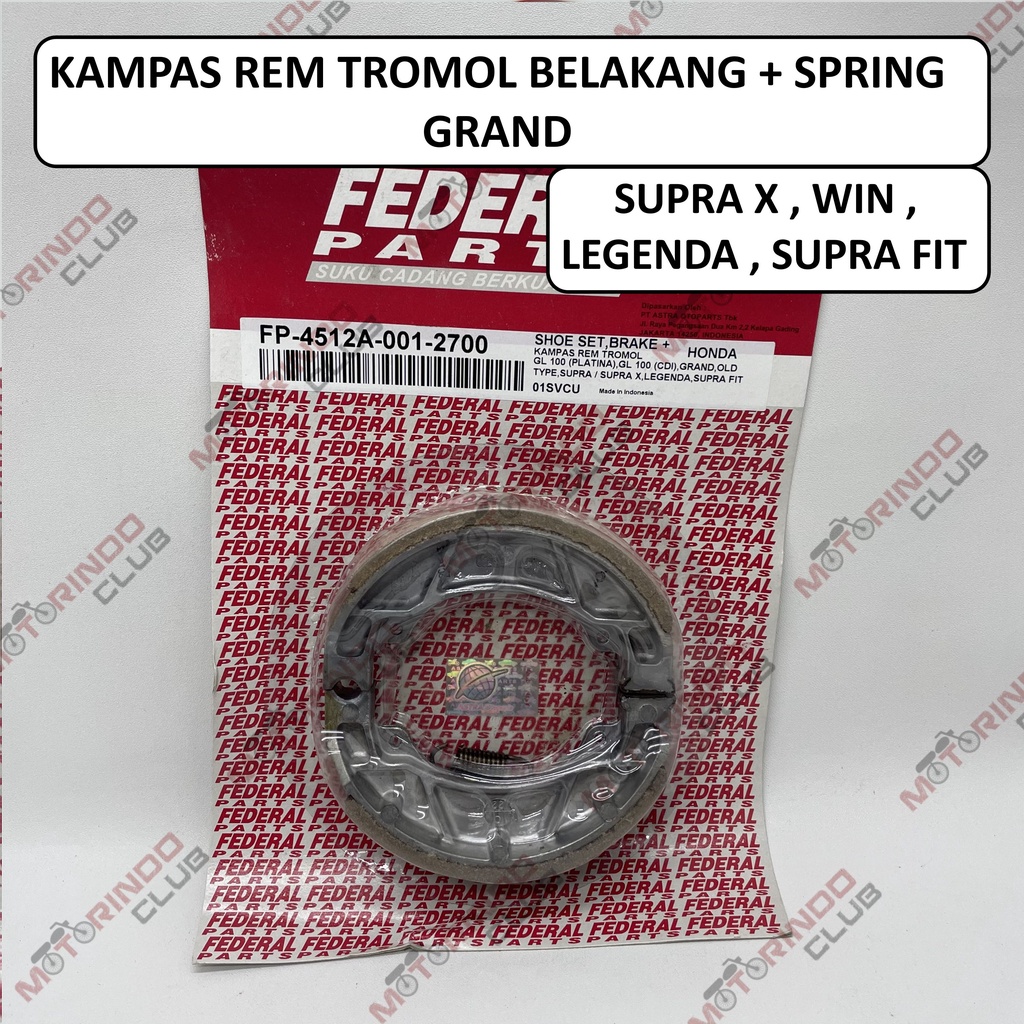 Jual Kampas Rem Tromol / Kampas Rem Belakang + Per GRAND ; SUPRA X ...