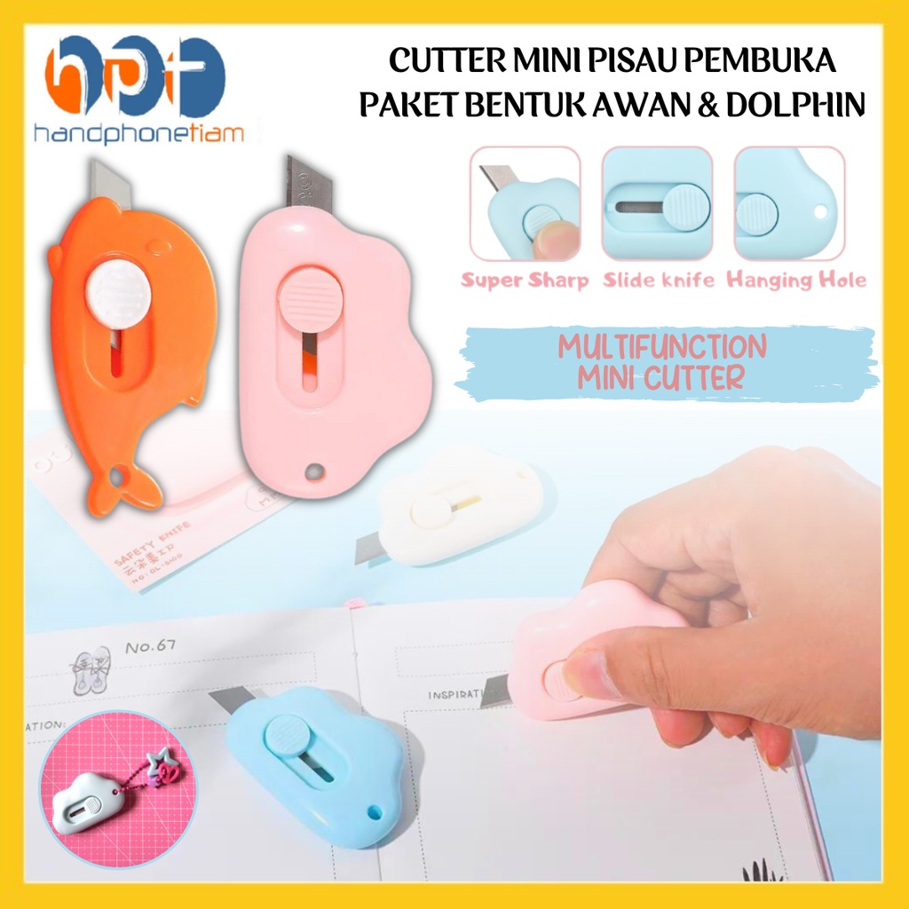 Jual Pisau Cutter Mini Lucu Warna Warni Bentuk Awan&Dolphin / Silet ...