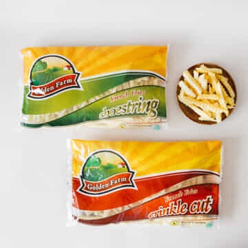 Jual Golden Farm kentang goreng Shoestring dan crinkle cut 1 KG | Shopee Indonesia