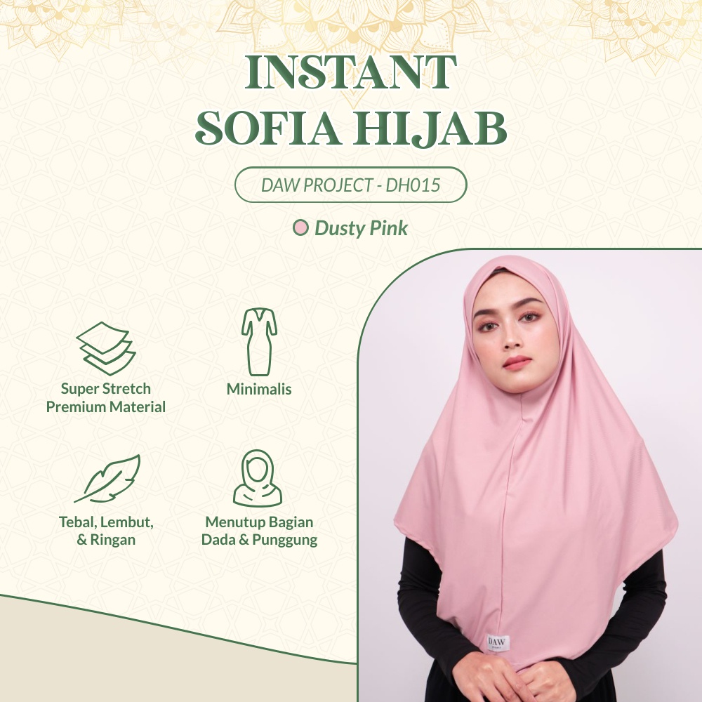 Jual Daw Project DH015 Sofia Jilbab Instan Jersey Premium Bahan Livina Warna Dusty Pink | Shopee ...