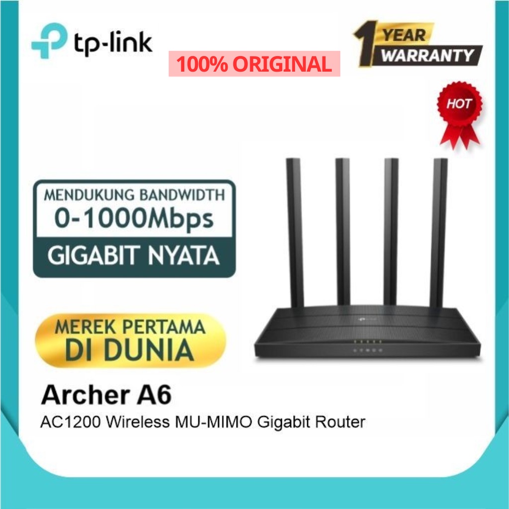 Jual TP-LINK Archer A6 / Tp-Link AC1200 Wireless MU-MIMO Gigabit WiFi ...