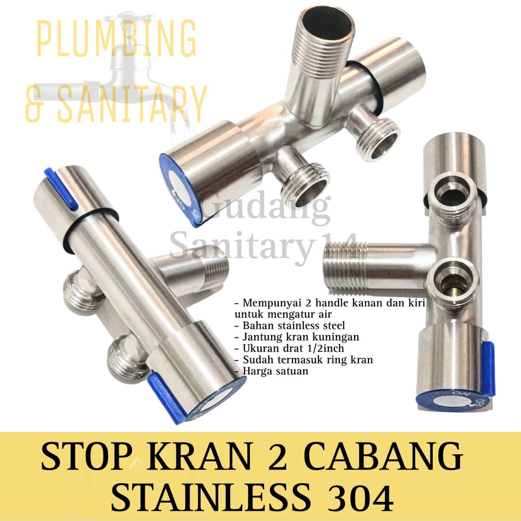 Jual STOP KRAN AIR 2 CABANG STAINLESS SUS304 KRAN AIR SHOWER STOP KRAN AIR CLOSET 2 STOP ...