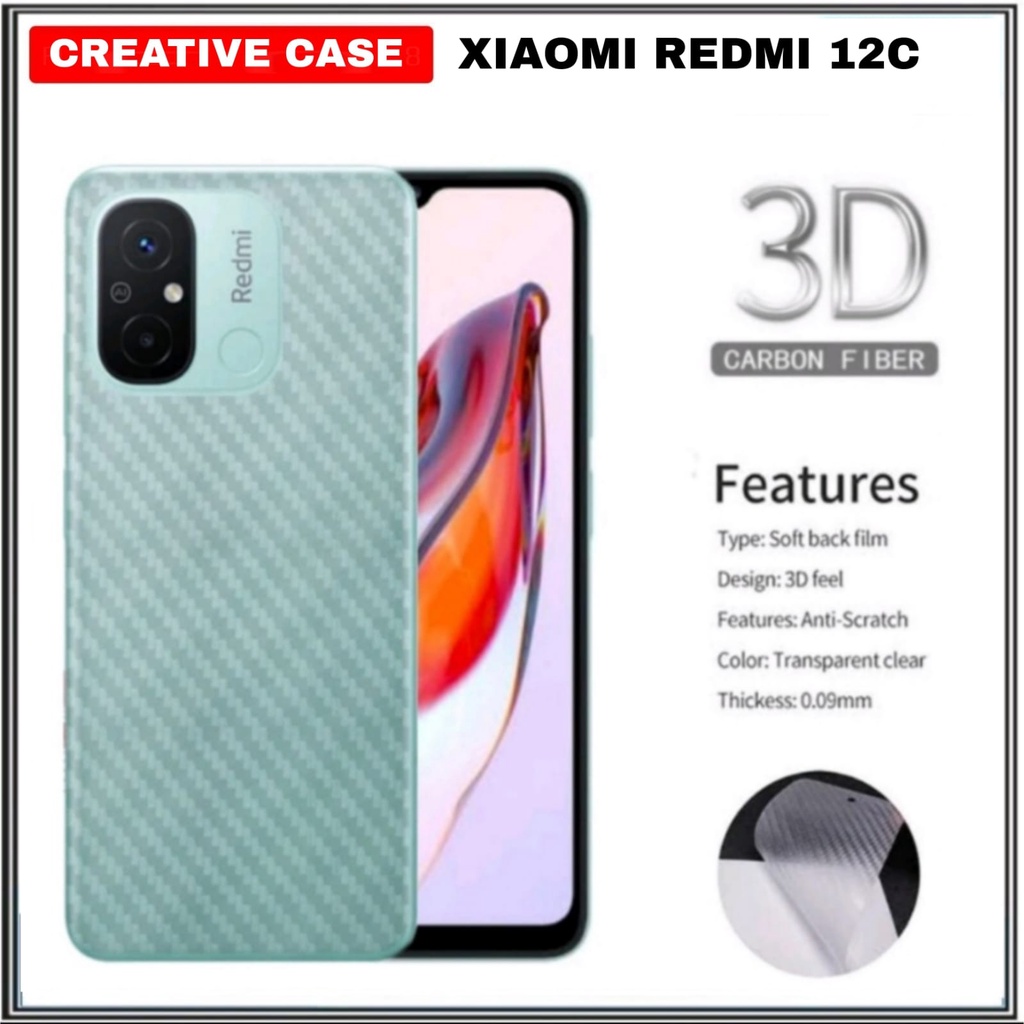 Jual Garskin Carbon XIAOMI REDMI 12C 2023 Back Screen Sticker Skin ...